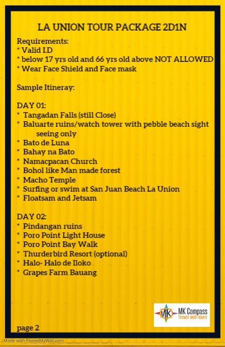 La Union 2d1n page 2 | PosterMyWall