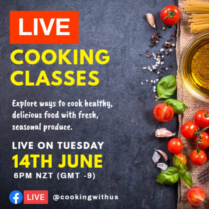 Online Live Cooking Sessions Post | PosterMyWall