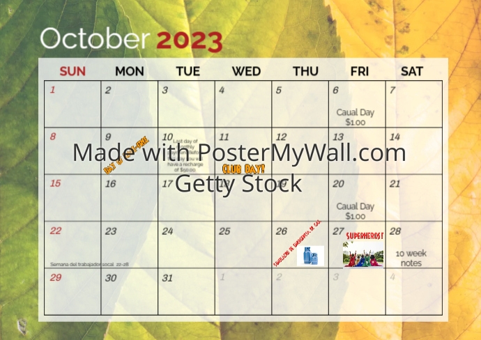 Printable calendar template 2023 october | PosterMyWall