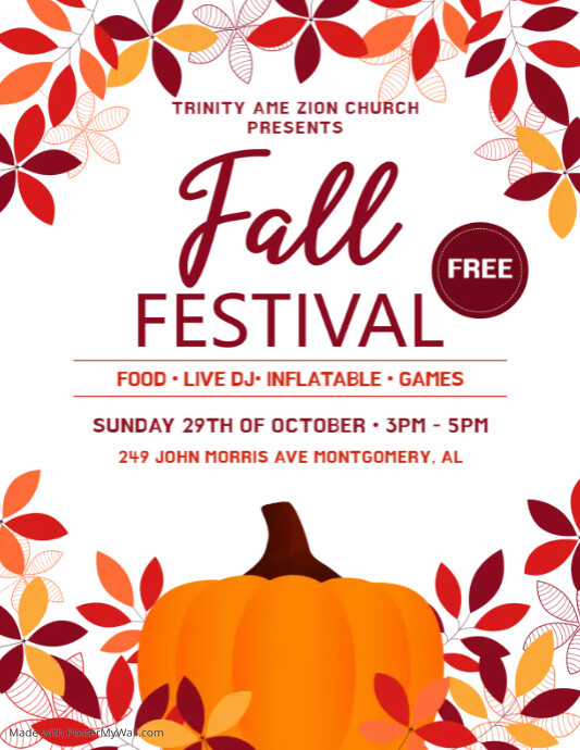 Pumpkin Leaves Frame Fall Festival Event | PosterMyWall