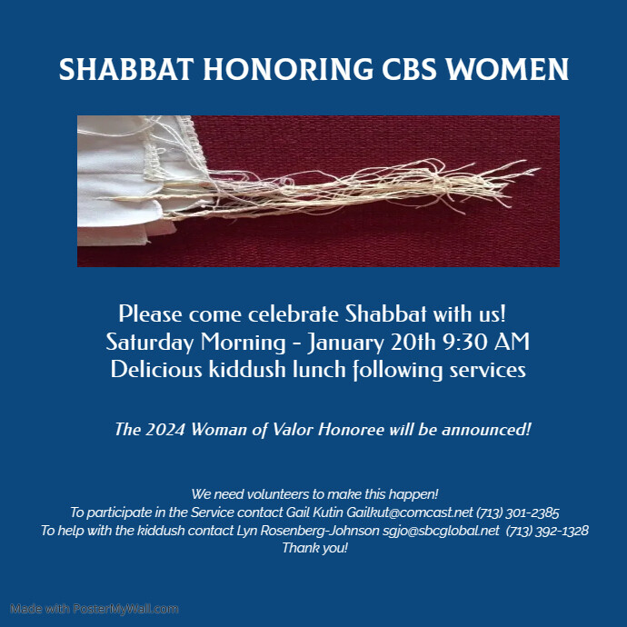 CBS Women Shabbat - 1 | PosterMyWall
