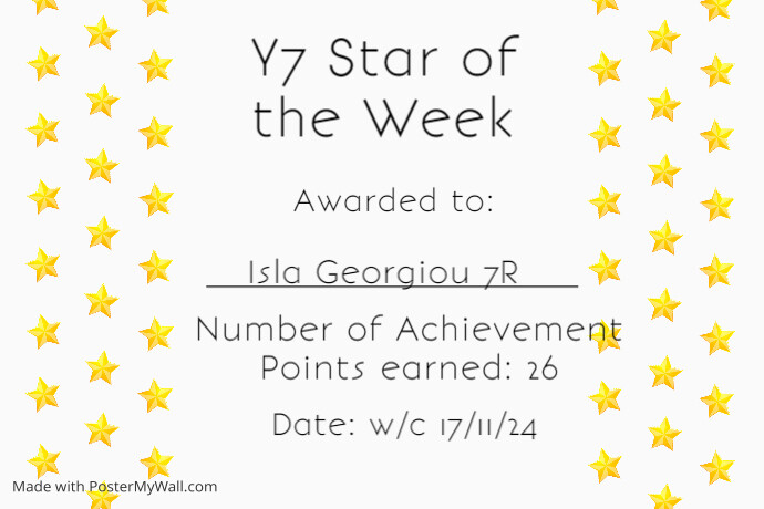 Copy of Copy of Star of the Week Award Template | PosterMyWall