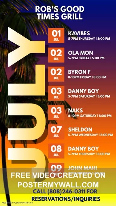 Copy of Copy of July Events Schedule Video Template | PosterMyWall