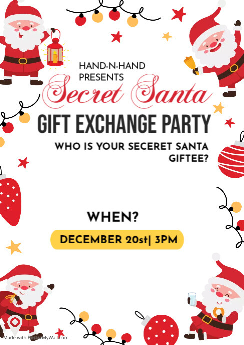 secret sant, santa party,event | PosterMyWall
