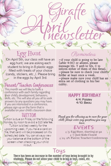 April Artistic Newsletter | PosterMyWall