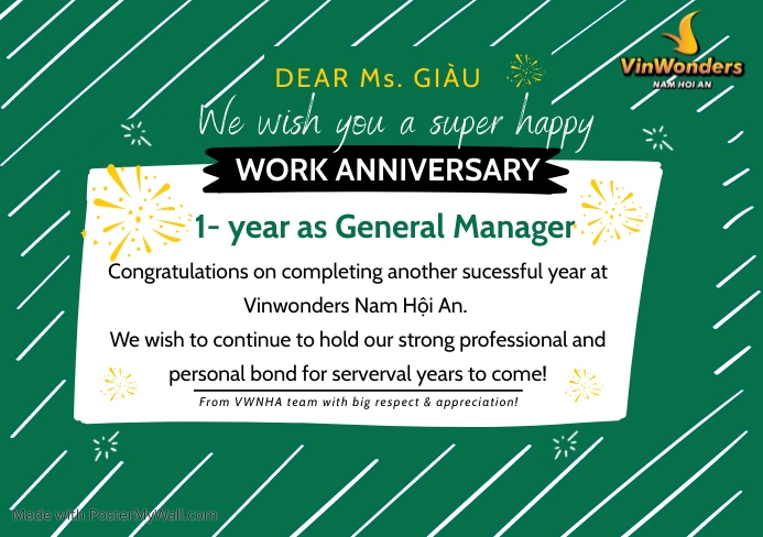 Copy of Green Work Anniversary Wish Instagram Image | PosterMyWall