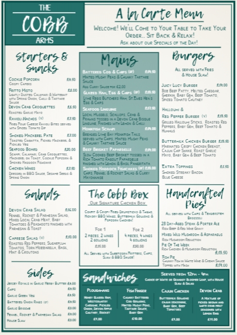 Outside Dining Menu | PosterMyWall