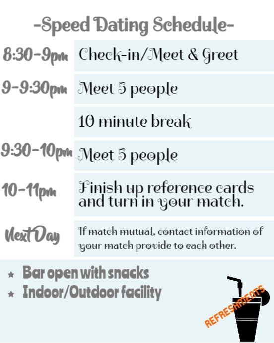 Speed Dating Schedule (2) | PosterMyWall