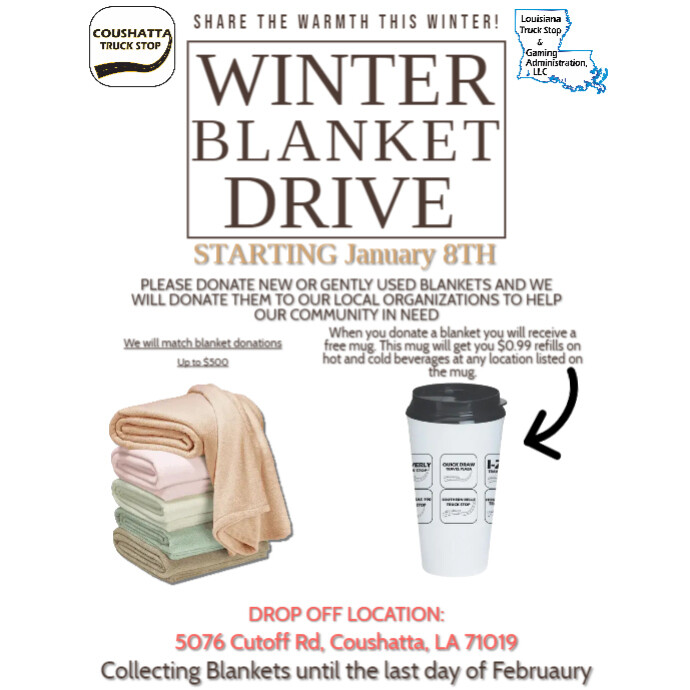 Copy of Winter Blanket Drive Flyer (Coushatta Truck Stop) | PosterMyWall