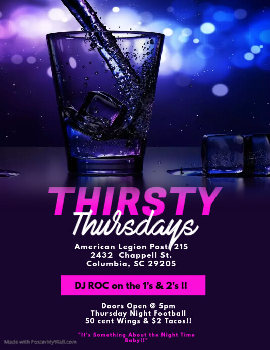 Blue and Pink Thirsty Thursdays Bar Flyer | PosterMyWall