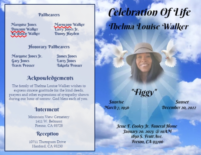 Copy of Copy of Copy of Funeral Program | PosterMyWall