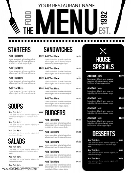 Copy of Copy of Menu | PosterMyWall