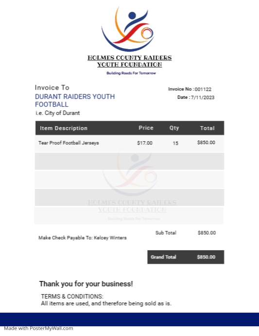Invoice For Equipment Sale | PosterMyWall