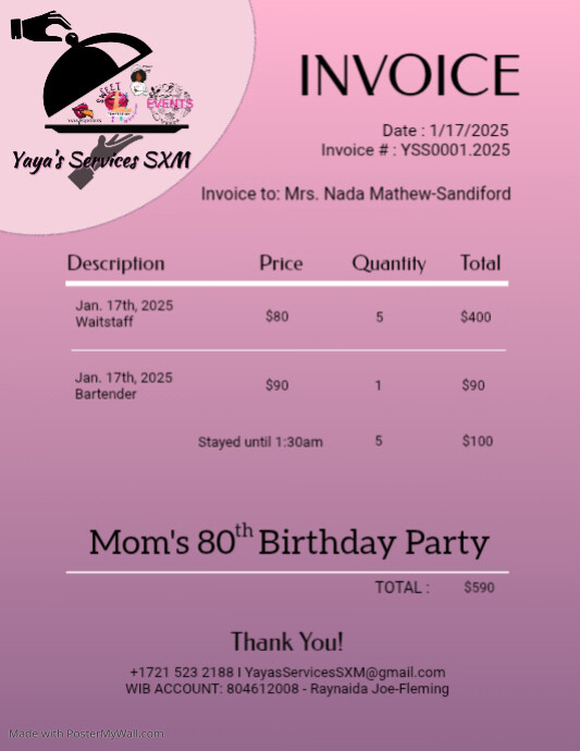 Nada Invoice | PosterMyWall