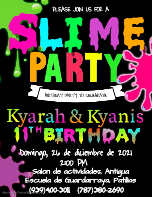 Copy of Copy of Slime Birthday Party Invitation Template | PosterMyWall