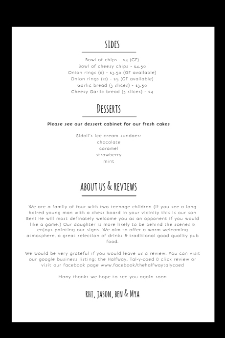 Copy of Copy of Copy of Simple printable black and white menu template ...