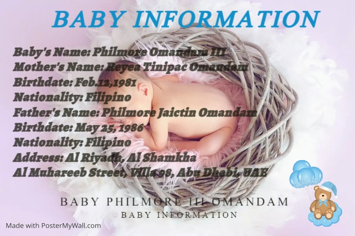 Copy of Blue Sleepy Bear Baby Shower Welcome Sign (1) | PosterMyWall