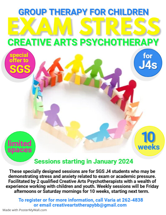 Announcing Group Therapy Sessions - SGS Exam Stress | PosterMyWall