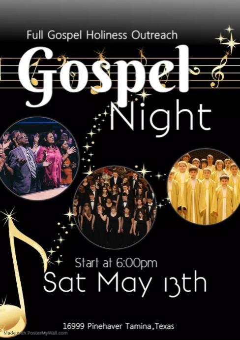 gospel Night concert church music singing ad | PosterMyWall
