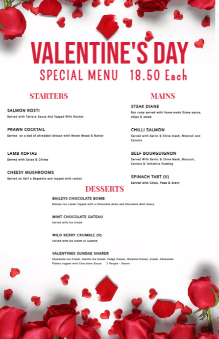 valentine's, romantic, event,menu,party | PosterMyWall