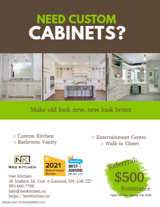 Copy of Custom Cabinet Business Flyer Poster | PosterMyWall