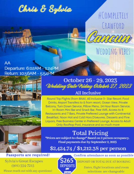 Nashville Cancun Wedding Flyer | PosterMyWall