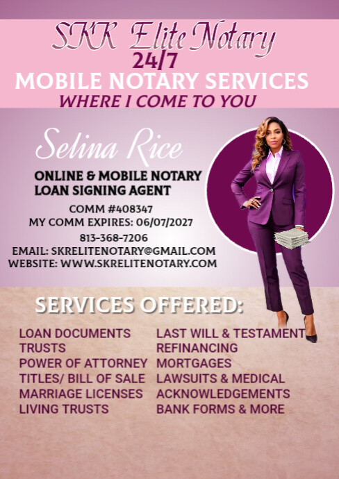 Purple Mobile Notary Service Flyer | PosterMyWall