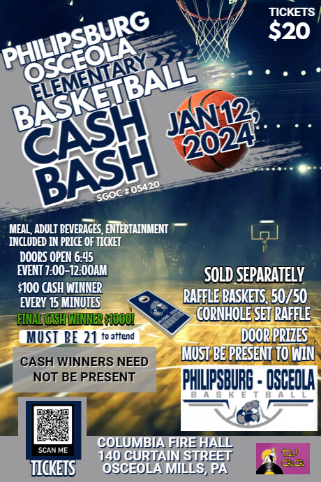 PO ELEM BASKETBALL CASH BASH FUNDRAISER | PosterMyWall