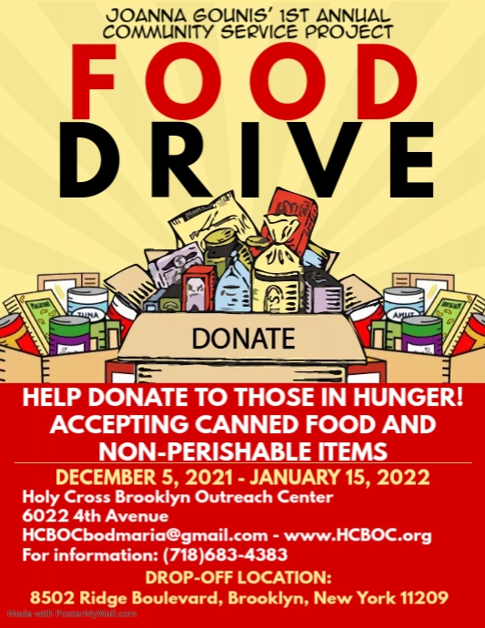 Joanna Gounis' 1st Annual Community Service Project Food Drive ...