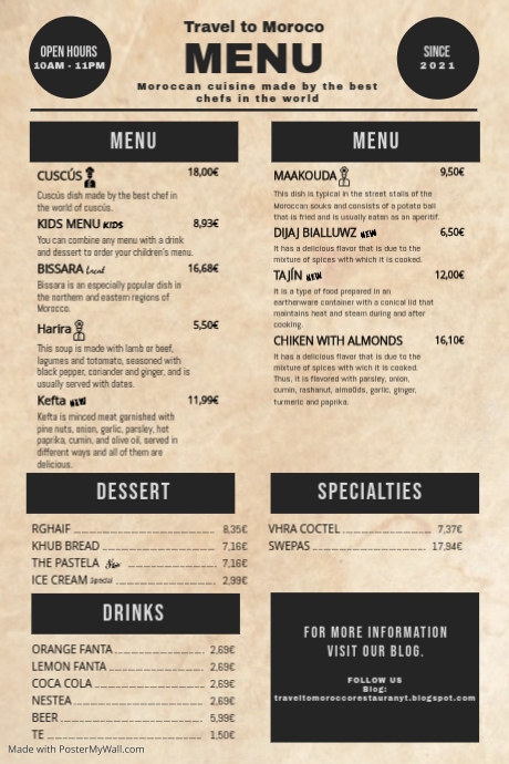 Copy of simple restaurant menu poster | PosterMyWall