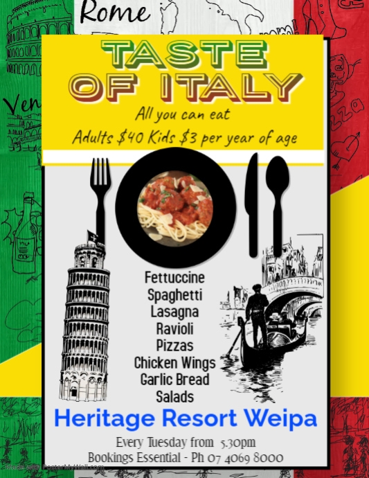 Copy of Copy of Pasta Dinner Italian Buffet for fundraiser Flyer ...