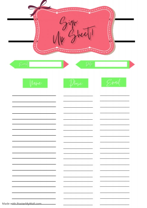 Copy of Sign up Sheet A4 Flyer Template | PosterMyWall
