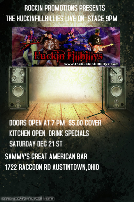 Copy of HUCKINFILLBILLIES ROCK SAMMY'S | PosterMyWall