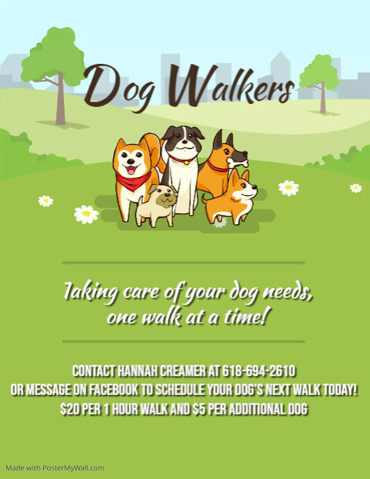 Green Dog Walking Cartoonish Flyer | PosterMyWall