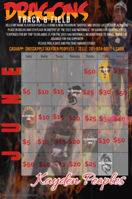 Copy of June Events Schedule Calendar Template | PosterMyWall