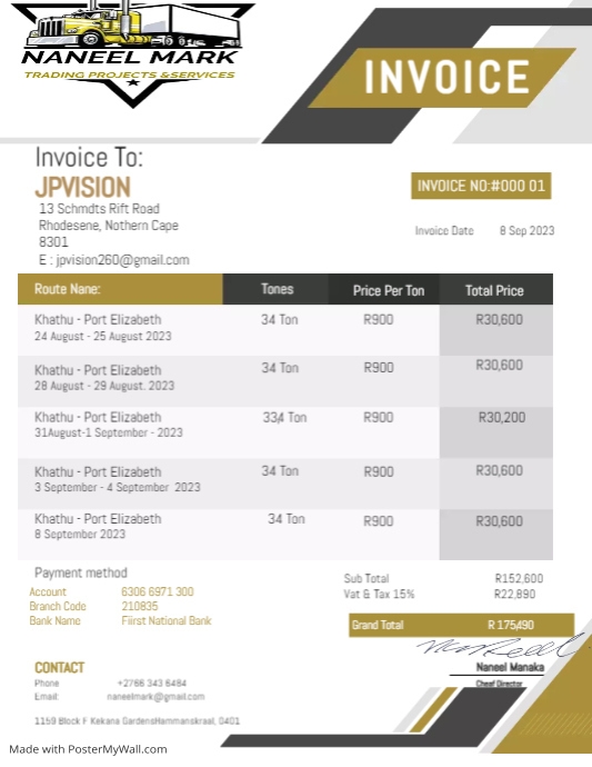 Copy of NANEEL MARK INVOICE | PosterMyWall