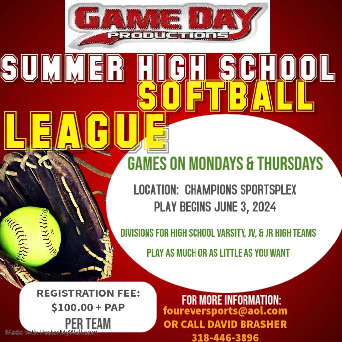 SUMMER SOFTBALL | PosterMyWall