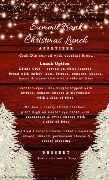 Rustic Wood String Light Trees Wedding Menu | PosterMyWall