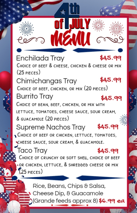 4th of july menu | PosterMyWall