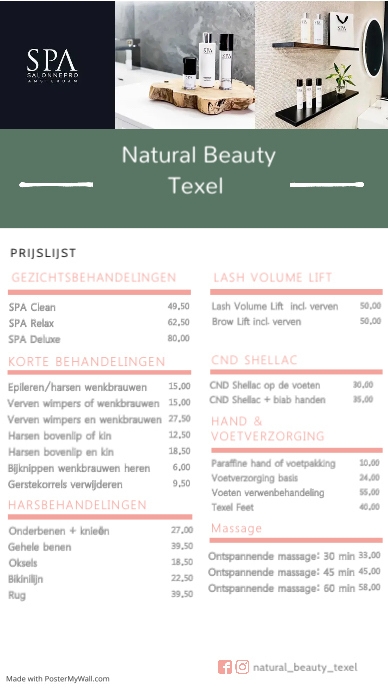 Copy of Kopie van Pink Hand and Foot Massage Spa Menu | PosterMyWall