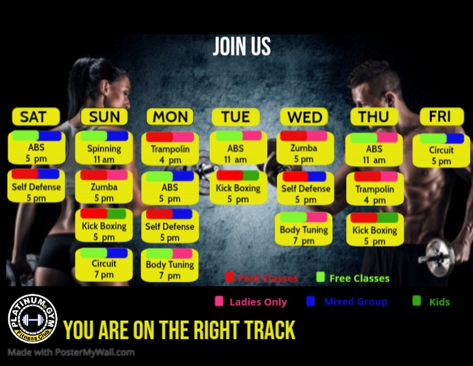 Copy of Copy of Gym Timetable Template | PosterMyWall