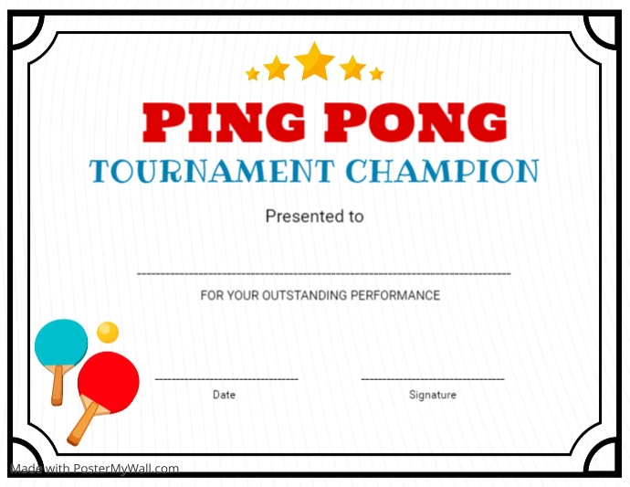 Copy of Editable Pingpong Award Certificate | PosterMyWall