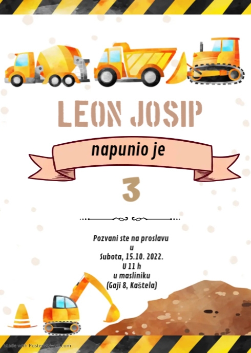 Copy of Copy of Cute construction theme party invitation | PosterMyWall