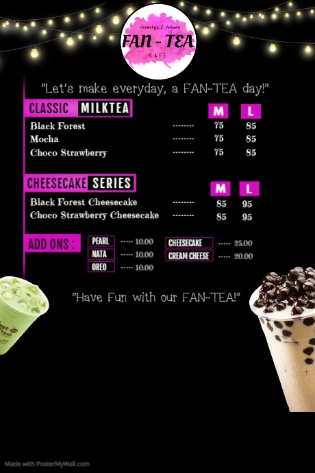Copy of Copy of FAN-TEA MENU LIST | PosterMyWall