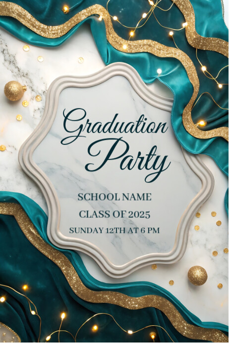 Abstract Blue Graduation Party Banner 4' × 6' Template | PosterMyWall