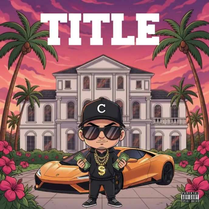 Plantilla de Abstract Cartoon Mansion Mixtape Cover Art Album Cover ...