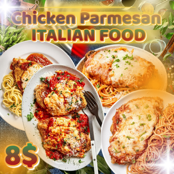 Abstract Chicken Parmesan Italian Food Instagram Post Template ...