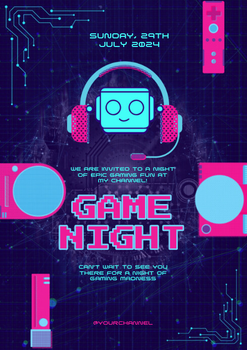 Abstract Game Night Invitation A4 Templat | PosterMyWall