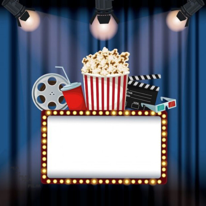 Abstract Movie Night Poster Frame Instagram Post Template | PosterMyWall