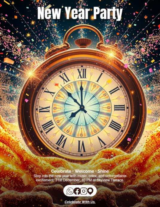 Abstract New Dawn Bloom – New Year Celebration Flyer (us Letter) Template | PosterMyWall